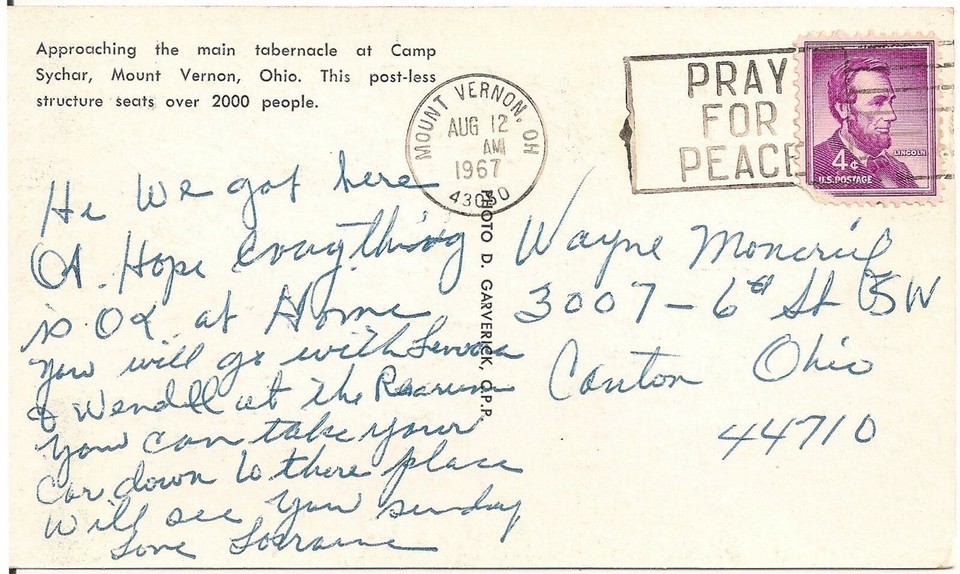 Main Tabernacle at Camp Sychar in Mount Vernon OH Postcard 1967 | eBay