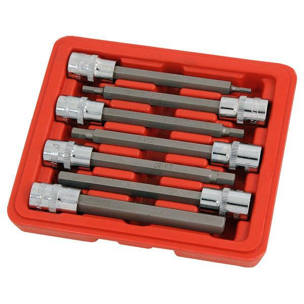 LONG ALLEN KEY / HEX BIT SOCKET SET 3/8" Drive Size 3mm 4mm 5mm 6mm 7mm ...