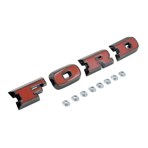 Grille Emblem Ford Letter Set Black Chrome With Red Plastic Inserts ...