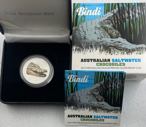 2013 $1 - BINDI - SALT WATER CROCODILE - 1oz SILVER PROOF COIN. SUPERB ...
