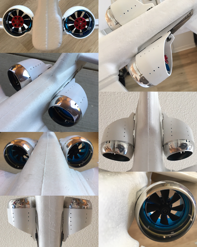 Set of 2 RC Turbo Fan Jet Engine Cowl Nacelles Kit for Airplanes Planes ...