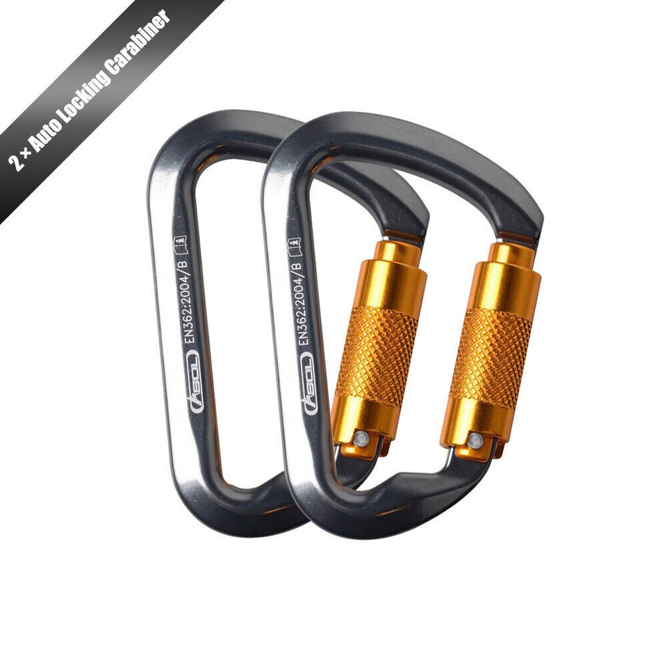 30KN Heavy Duty Auto Locking Climbing Carabiner Aluminum D Ring Clips ...
