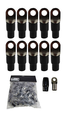 10 x XS Power Black 4 AWG 10.5MM Ring Terminals Nickel Plated XS-RT4L ...