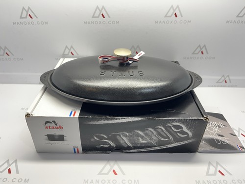 Staub Cast Iron 14.5-inch x 8-inch Covered Fish Pan - Matte Black, Mad ...