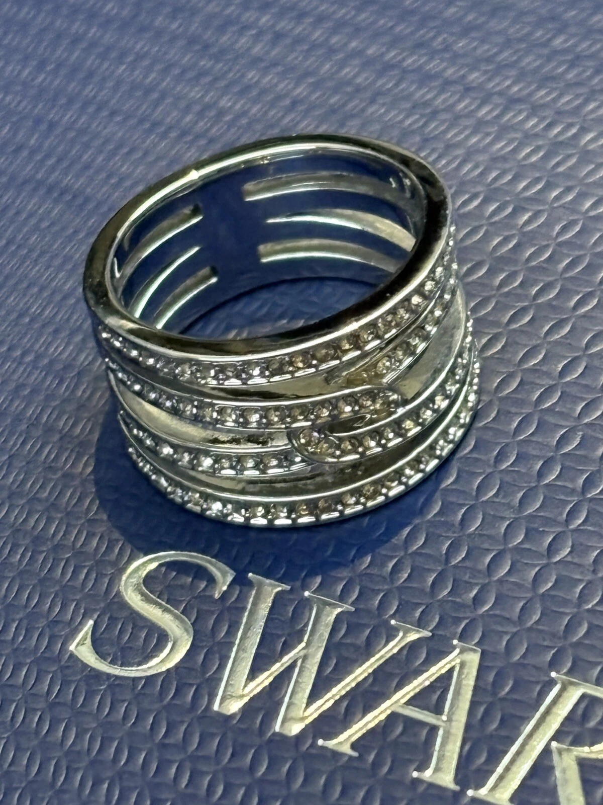 Swarovski Silver Toned Dress Ring 58 *Preloved*
