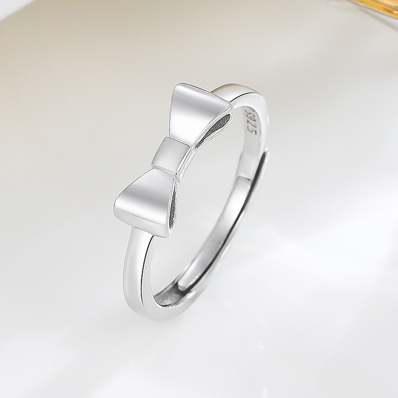 Simple Bow Pattern Ring Silver Fine Ring Personality Fashion Retro Women Jewelry | eBay