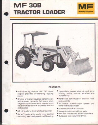 Massey Ferguson "MF 30B" Industrial Tractor Loader Brochure Leaflet ...