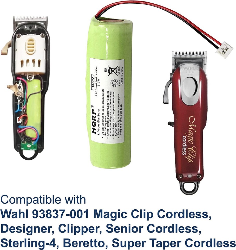 HQRP 2200mAh Li-ion Battery for Wahl Cordless Clippers, 93837-001 ...