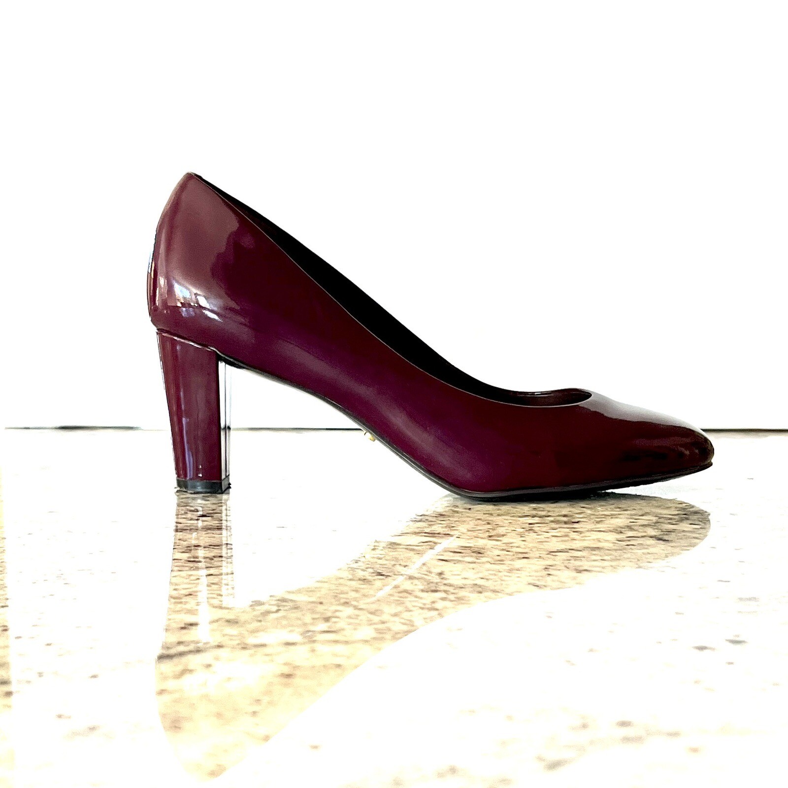 Lauren Ralph Lauren Hala Women Shoe Claret Patent Leather Slip on Pumps ...