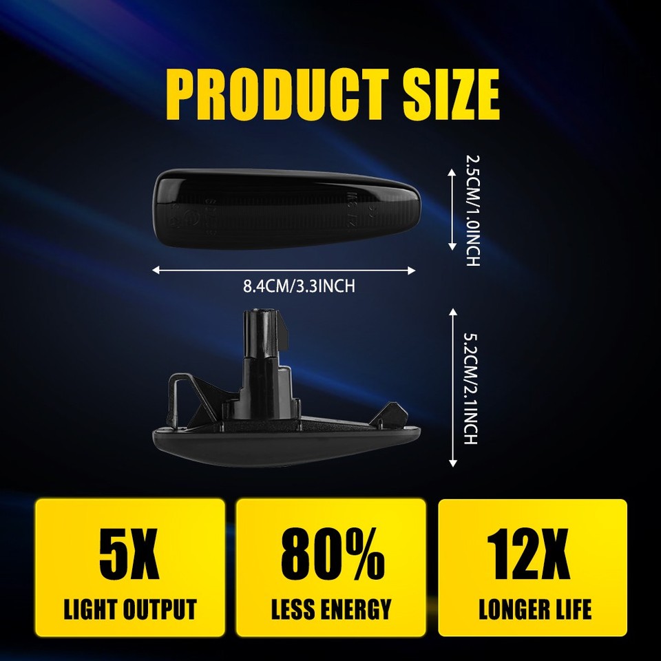 For Mitsubishi Lancer Smoked Mirage Lens Sequential White LED Side ...