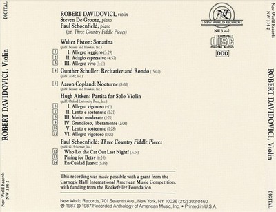 ROBERT DAVIDOVICI ROBERT DAVIDOVICI, VIOLIN NEW CD 93228033424| eBay