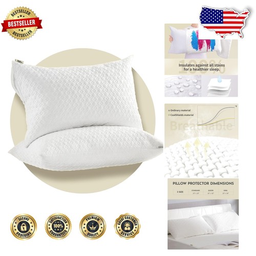 Hypoallergenic King Size Pillow Protectors 2 Pack – Soft & Waterproof Covers | eBay