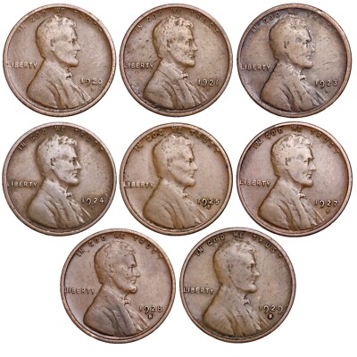 1920-S - 1929-S ALL San Francisco Lincoln Wheat Cent Pennies G/VG (8 ...