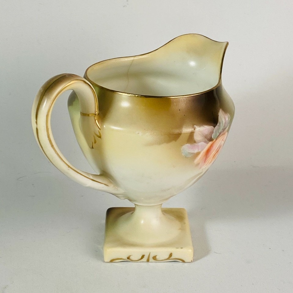 R S Prussia Rose Pedestal Creamer Square Base Gold Trim Wreath Mark As ...