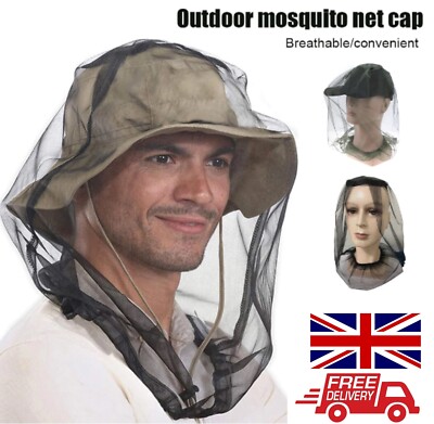 2 Pcs Midge Mosquito Head Net Hat Insect Fly Mesh Face Protector Travel ...