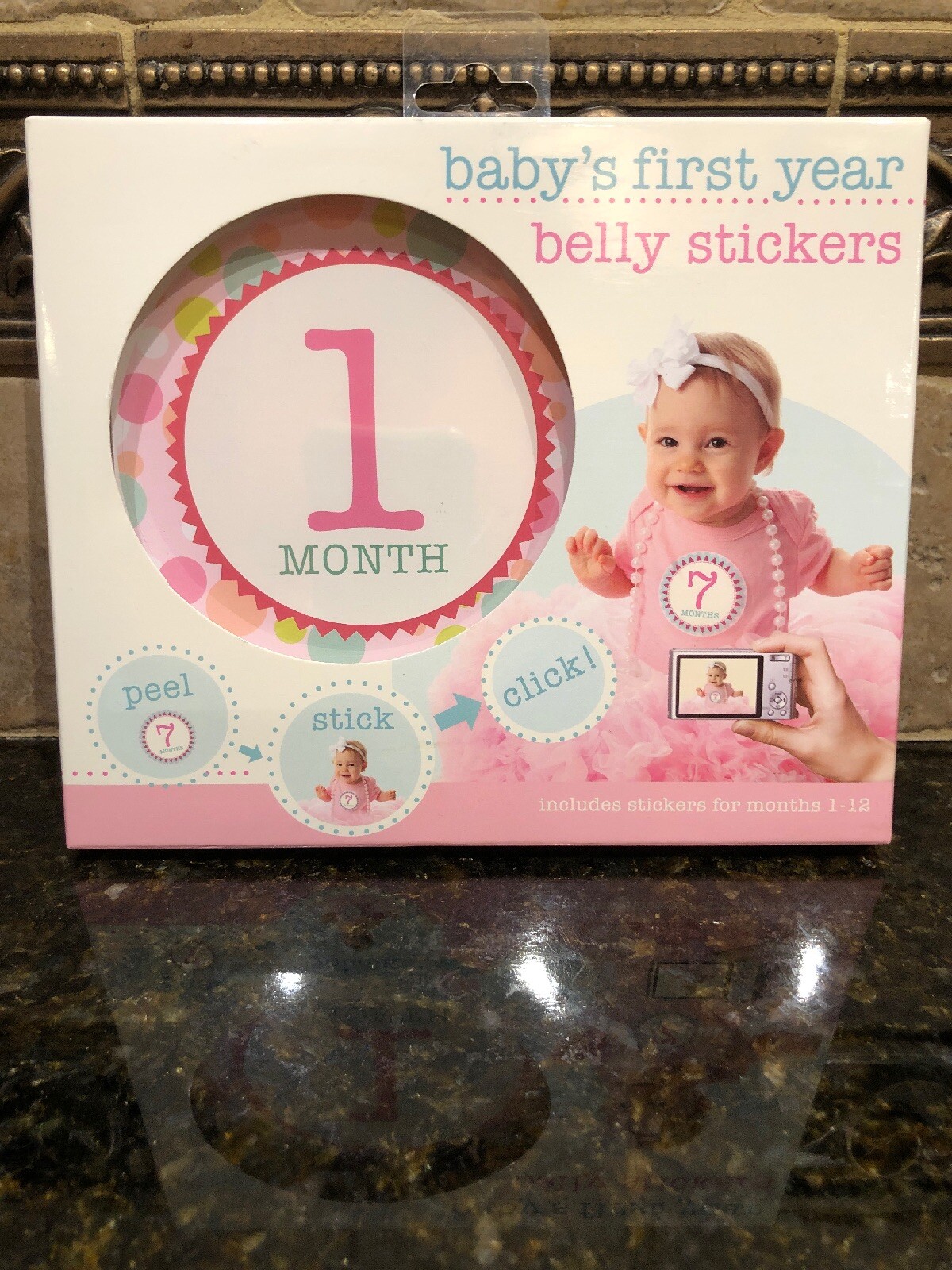 Baby's First Year Pink Peel and Stick Belly Stickers 1 to 12 Months for ...