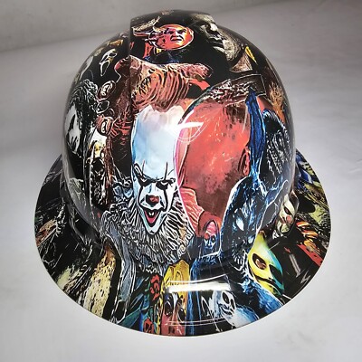 full brim hard hat custom hydro dipped IN HORROR MOVIE VILIANS PIN HEAD ...