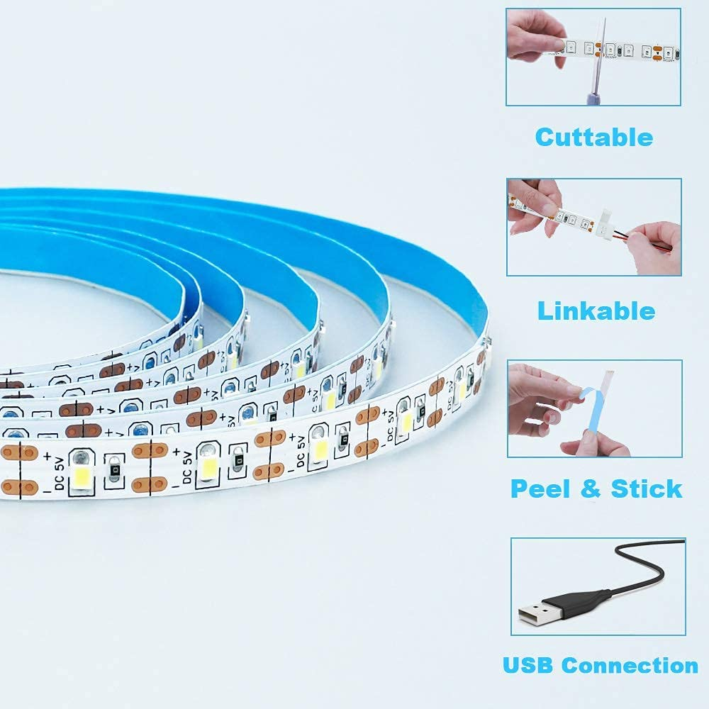 KXZM 5V USB Blue 460-465nm LED Strip Light USB Powered 13.12ft/4M ...