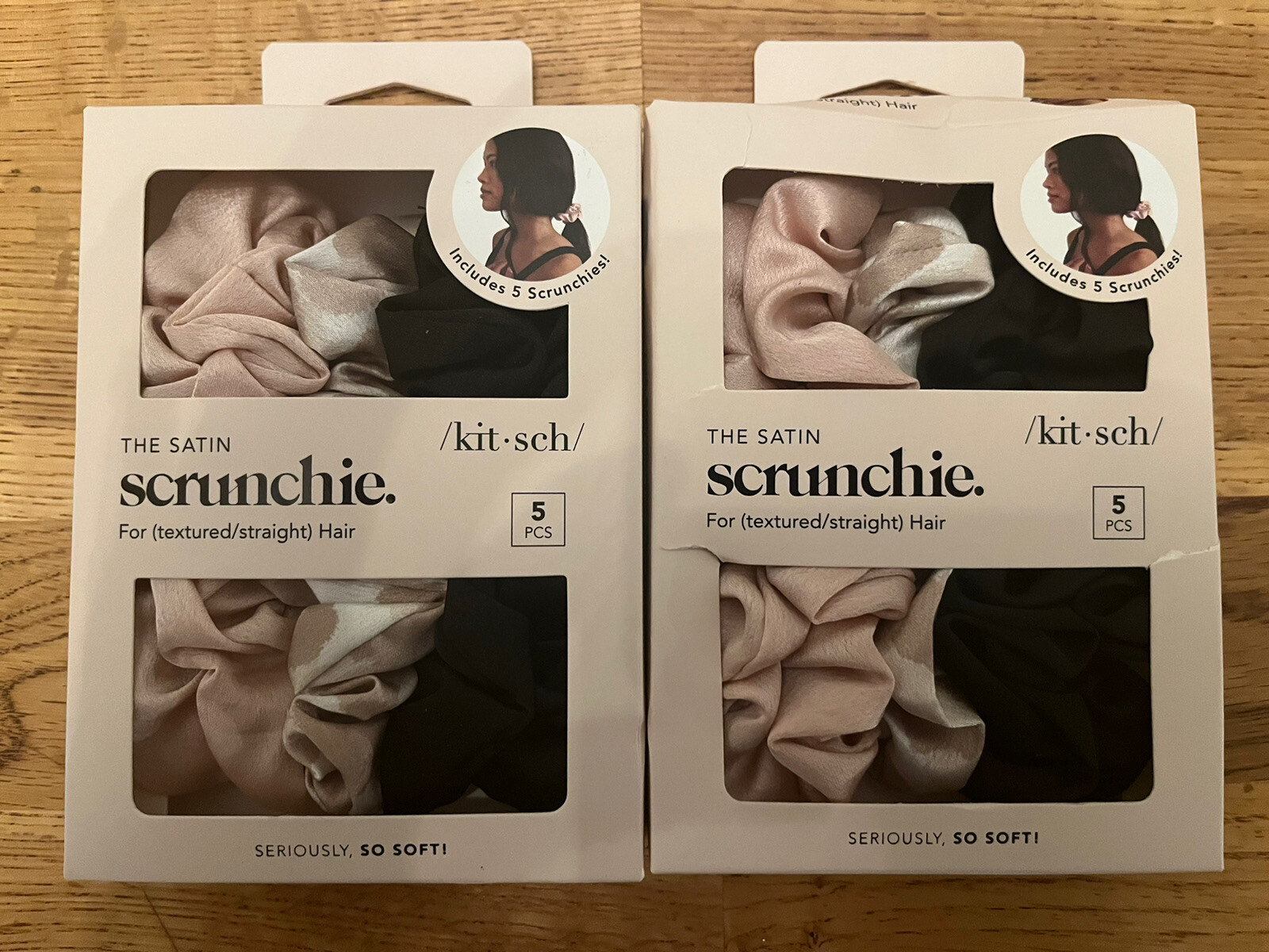 Kitsch The Satin Scrunchie Set of 10 Assorted Black Blush New | eBay