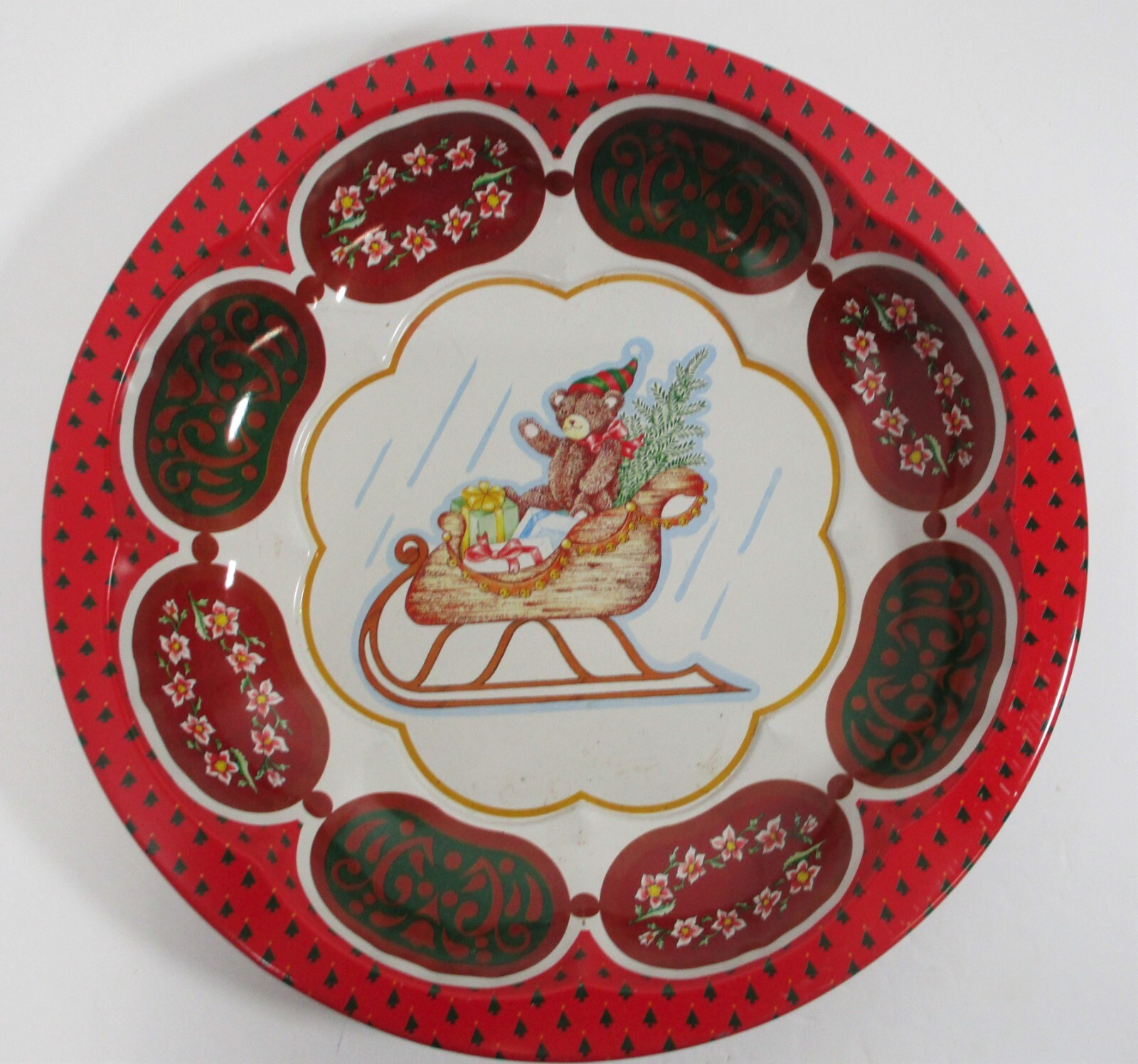 Christmas Tin Platter Bowl by The Tin Company Toy Filled Sleigh Holiday ...