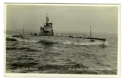 RPPC US K Class Submarine "At Slow Speed" USS K-6 (SS-37) E Muller Jr ...