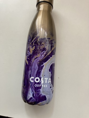 Costa Coffee Travel Flask Bottle Tall Metallic Gold Purple Marble ...