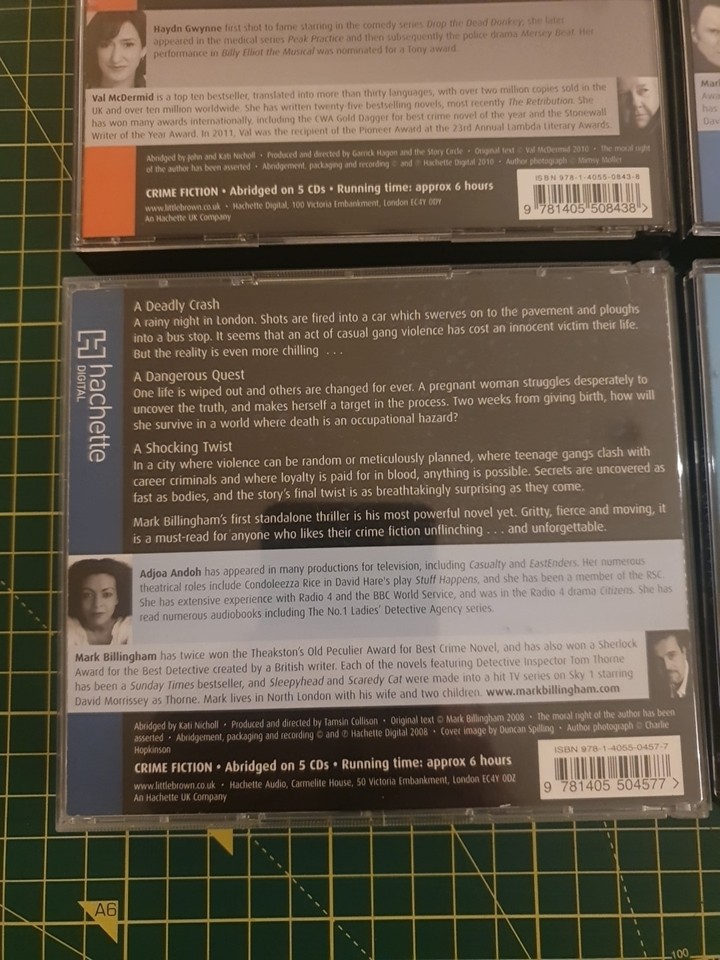 Audio CD CRIME THRILLER Bundle x 4 Mark Billingham Val McDermid & Peter ...