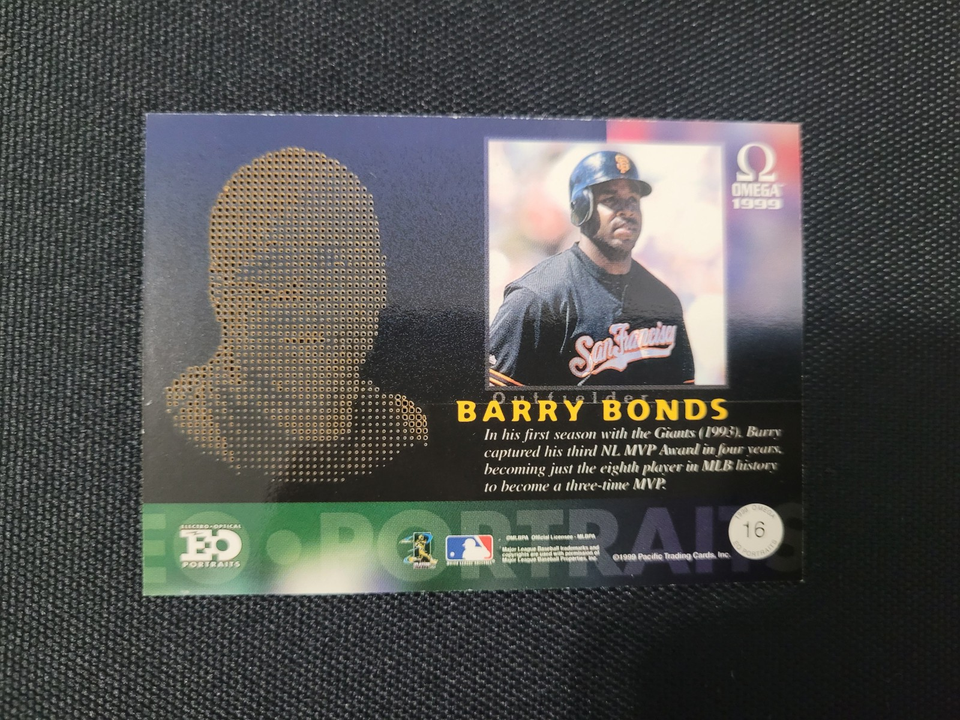 BARRY BONDS SAN FRANCISCO GIANTS 1999 PACIFIC OMEGA EO PORTRAITS CARD ...