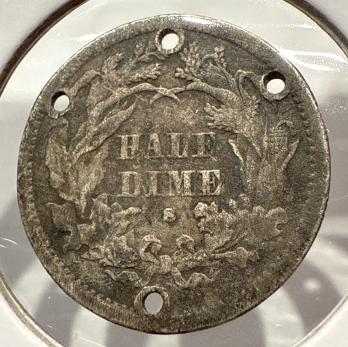 1872-S Seated Liberty Half Dime Silver US Coin Holed Mint Mark Above ...