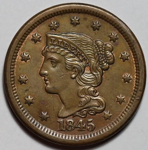 1845 Braided Hair Liberty Head Large Cent - US 1c Copper Coin | eBay