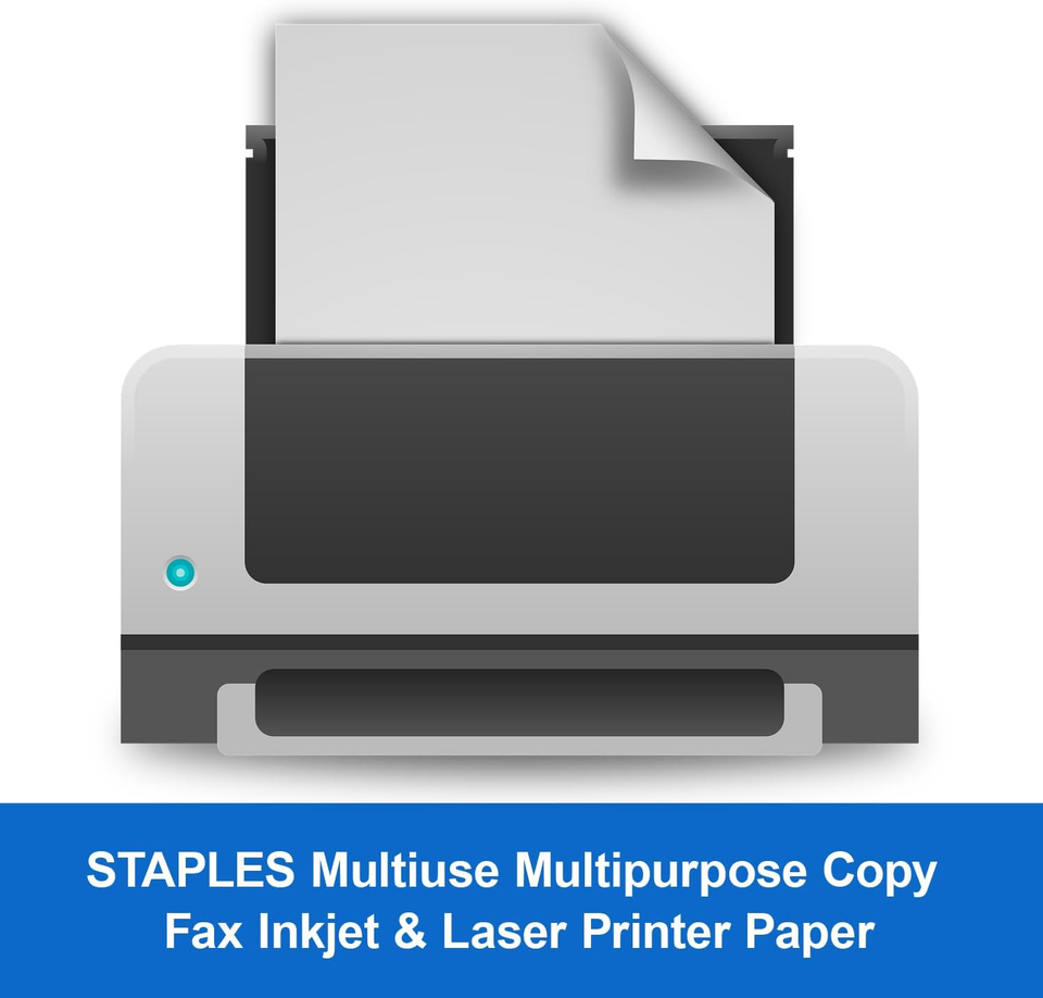 Staples Multiuse Copy Paper, 8 1/2" X 11" Letter Size, Fax Inkjet ...