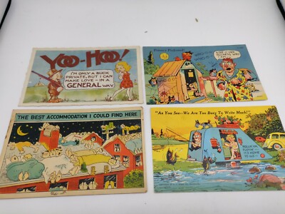 4 Vintage Cartoon Postcard Lot - Comedy - Cards Humor Risky | eBay