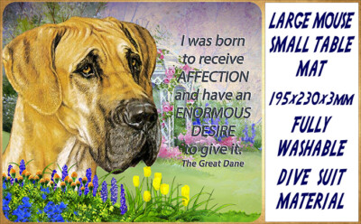 GREAT DANE DOG FAWN, LARGE MOUSE MAT - SMALL TABLE MAT | eBay Australia