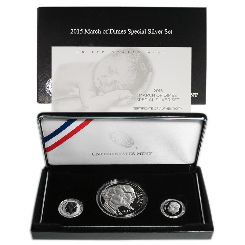 2015 March of Dimes Commemorative 3-Coin Set Special Silver Set GEM ...