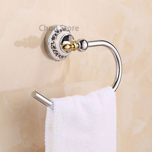 Chrome Bathroom Wall Mount Towel Ring Hand Face Towel Rail Coat Hanger ...