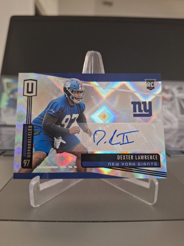 2019 Unparalleled #216 Dexter Lawrence Autograph Foil RC Clemson Giants ...