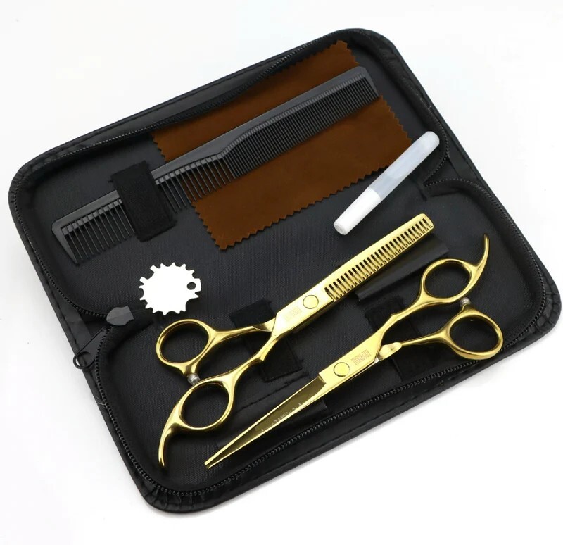Gold Color Barber Shears Set | Hair Cutting Scissors & Thinning Shears ...