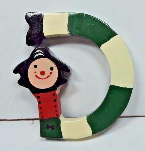 New Child's Boy Girl Painted Whimsical Letter " D " Green & White ...