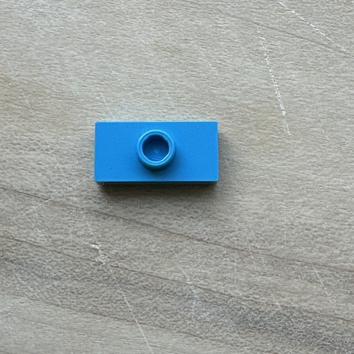 LEGO Piece: 4 dark azure Plate, Modified 1x2 w/ 1 Stud w/ Groove (15573 ...