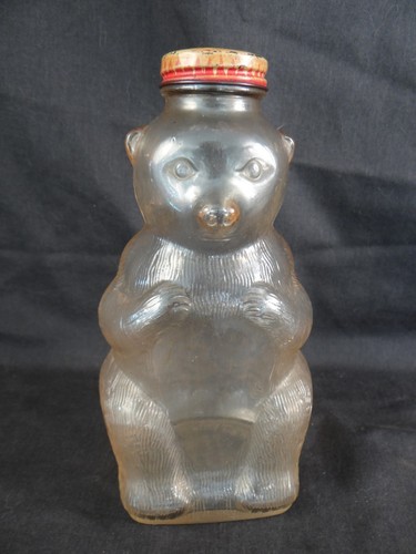 Vintage Snow Crest Glass Bear Bottle Collectible Large Coin/Piggy Bank ...