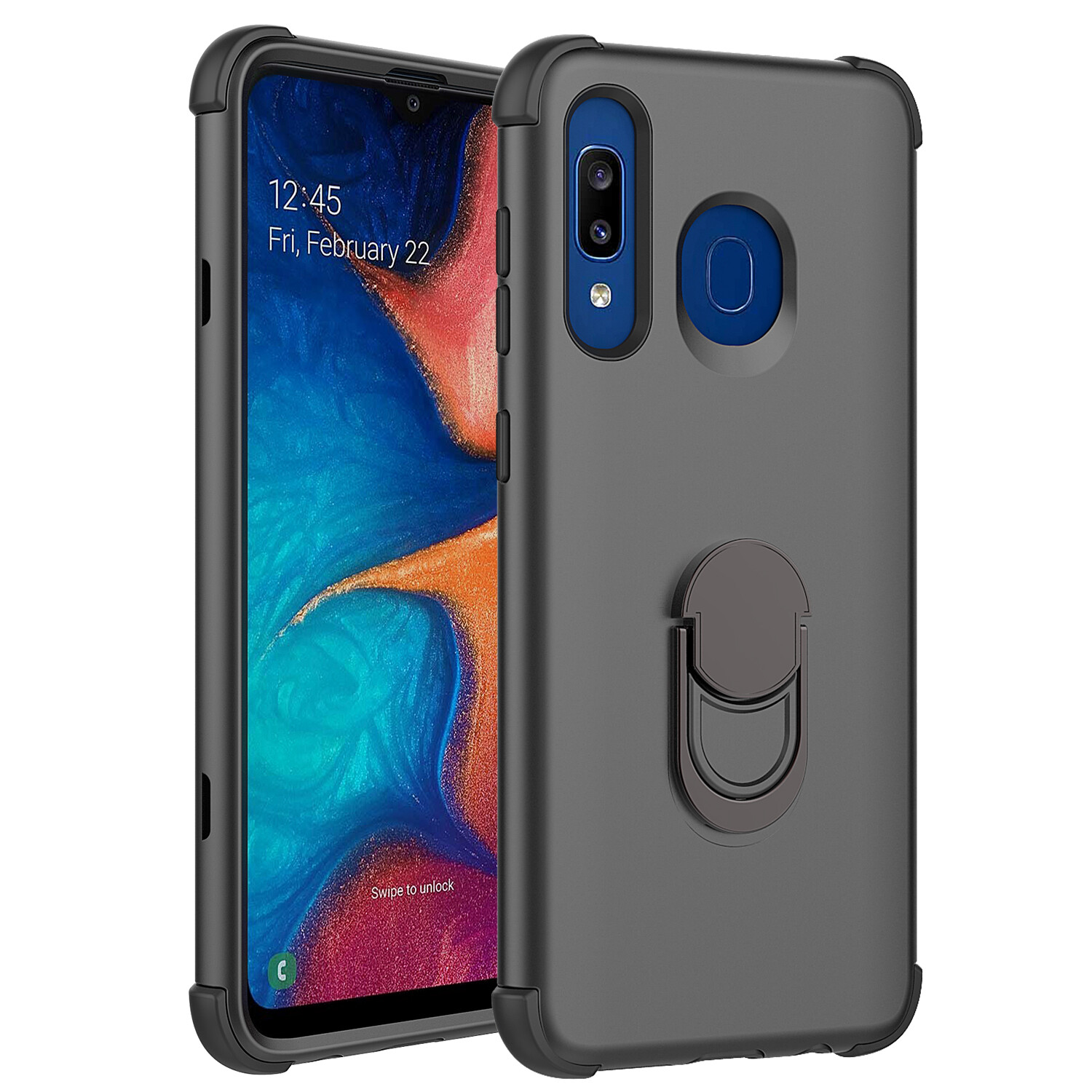 For Samsung Galaxy A20/A30/A50 3-Layer Shockproof Graphic With Ring ...