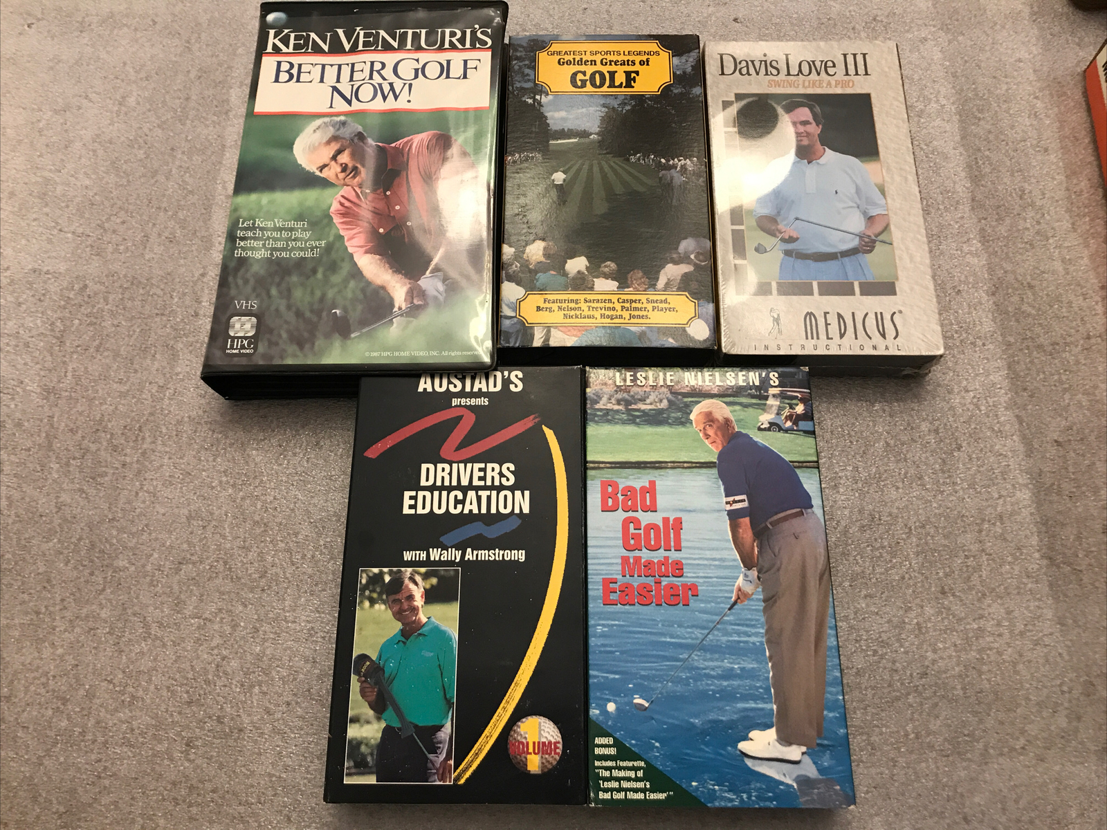 Golf VHS: Leslie Nielsen,Venturi, Wally Armstrong, Davis Love, Golden ...