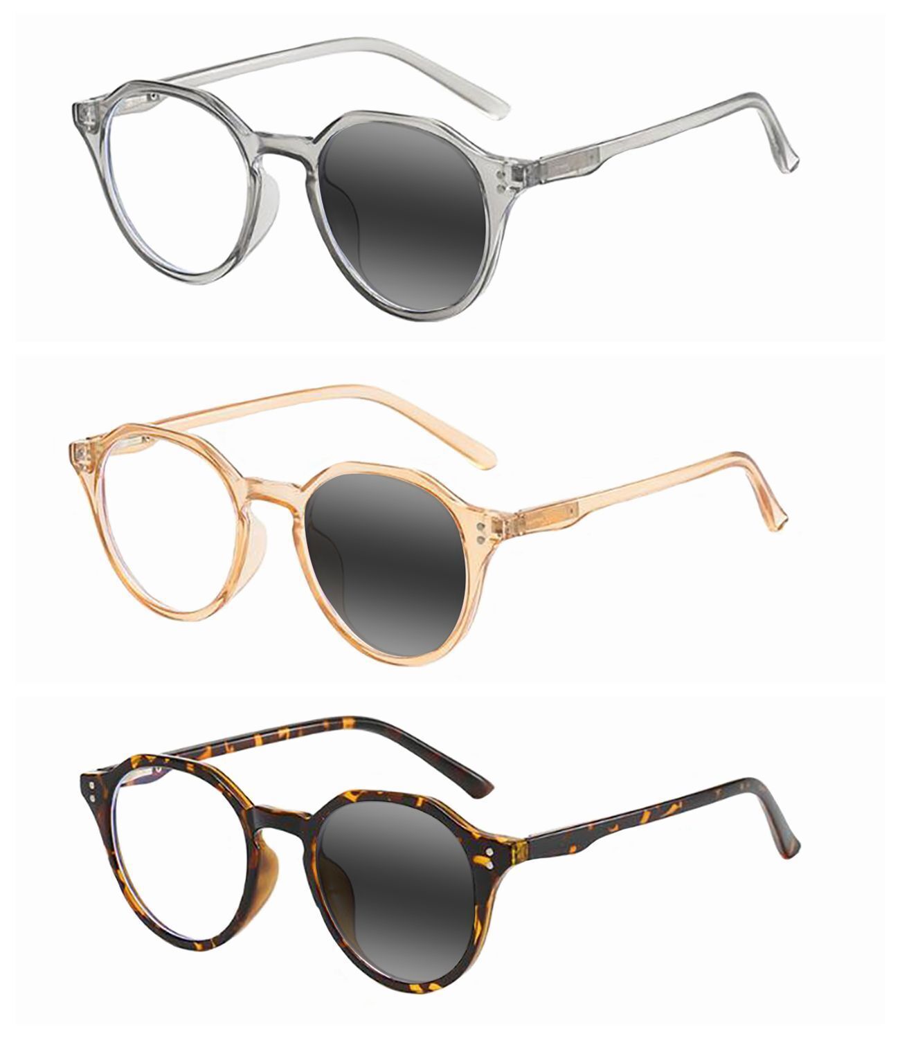 Bifocal Men Women Acetate Polygonal UV400 Transition Photochromic ...