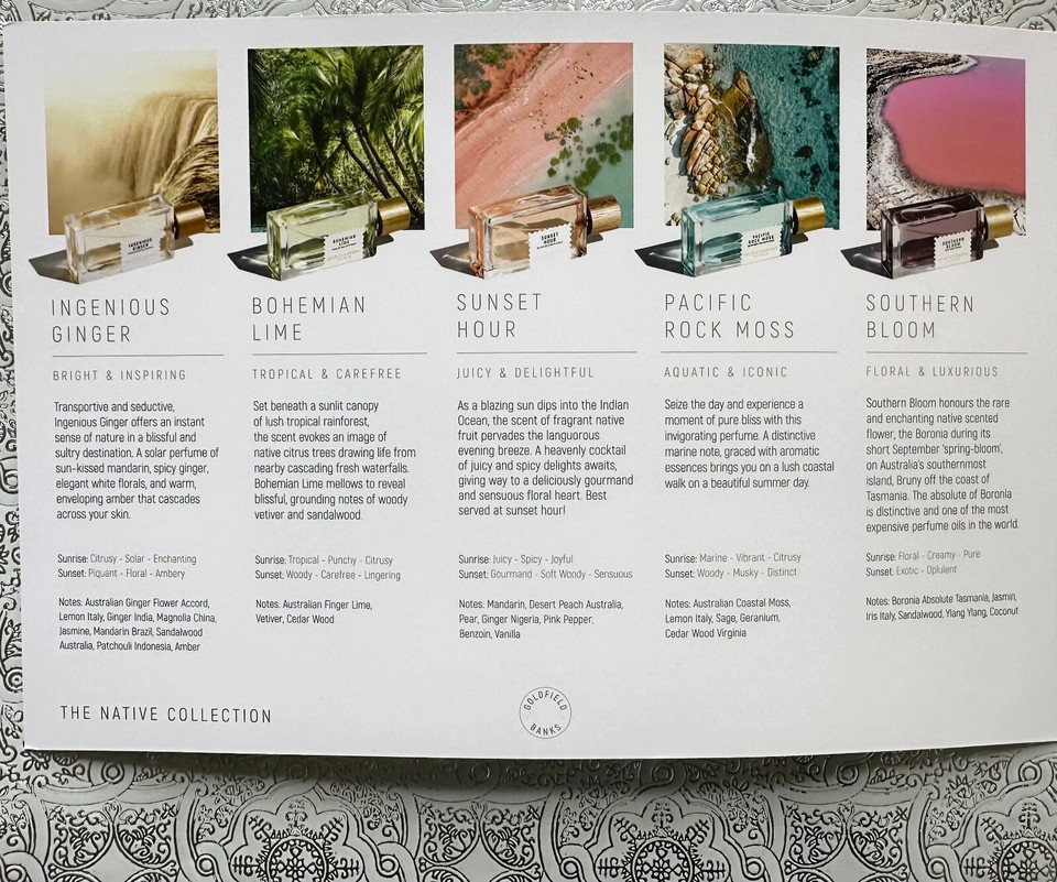 GOLDFIELD & BANKS DESERT ROSEWOOD MOSS SUNSET+ 2 ML CARDED SAMPLE ...