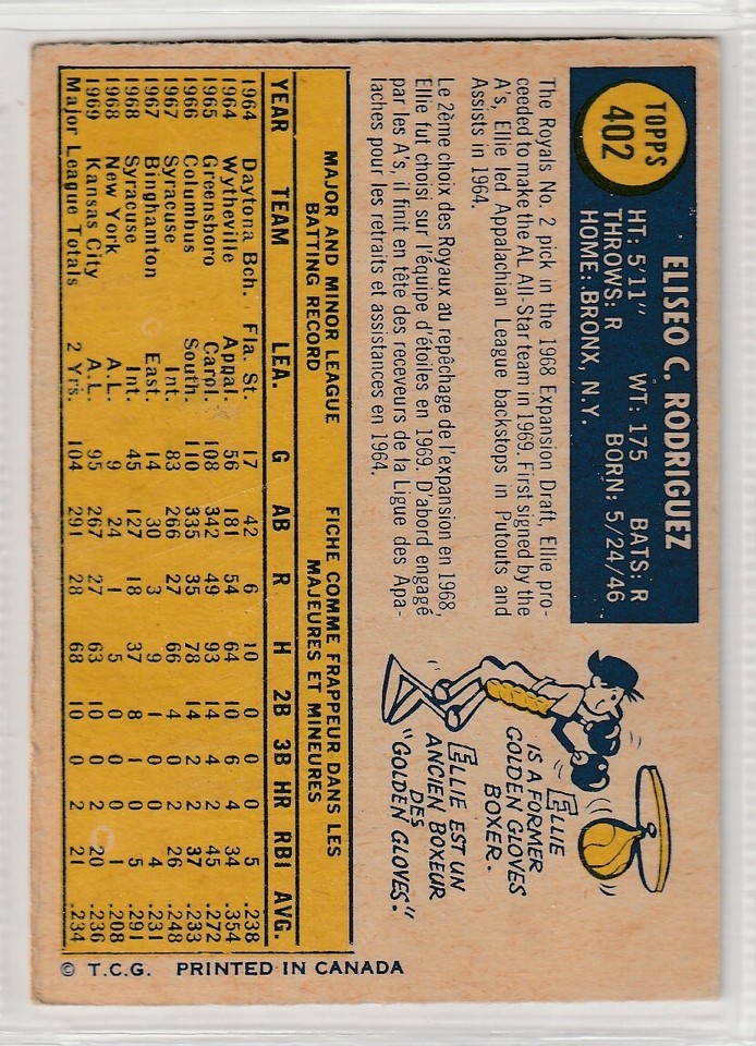 1970 O-Pee-Chee Baseball #402 Ellie Rodriguez Kansas City Royals | eBay