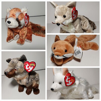 Ty Beanie Baby Foxes & Wolves BUYERS CHOICE New w/Tag Protector Rusty ...