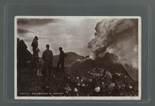 RPPC Mount Vesuvius Volcano Naples Onlookers 1933 Salem Italy to ...