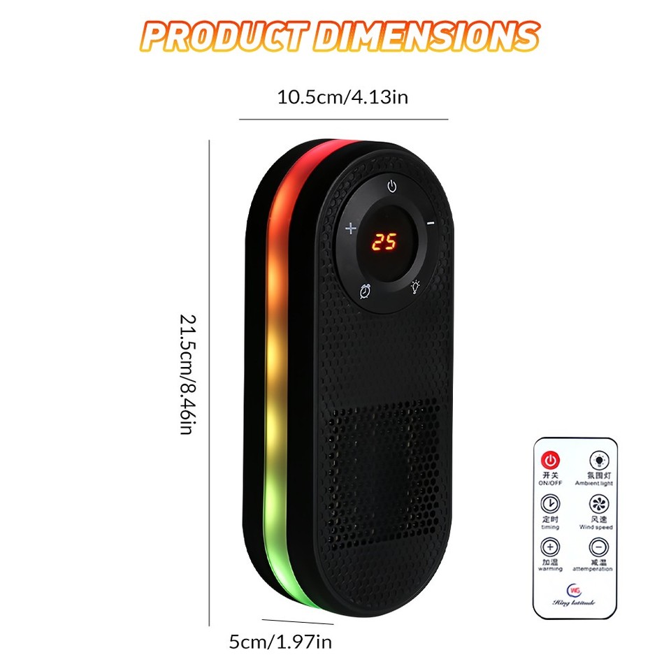 RC 1000W Space Heater Digital Small Electric Heater Wall Outlet Plug ...