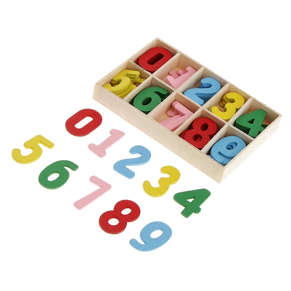 60 pcs Wooden Number Set 25mm, DIY Craft Project, Numerical Counters ...