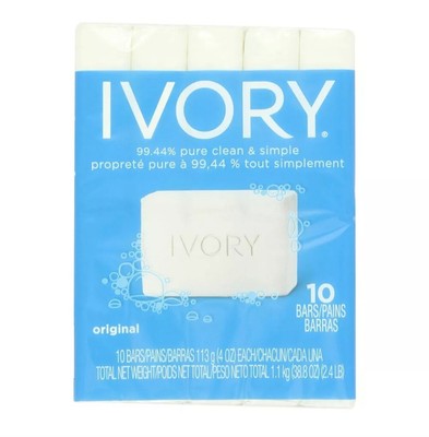Ivory Bar Soap. 99.44% Pure. Mild Body Cleanser. Original Scent. 4 oz ...